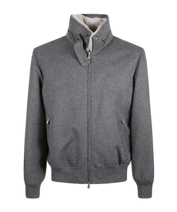Brunello Cucinelli Zip-up Bomber Jacket - Gray