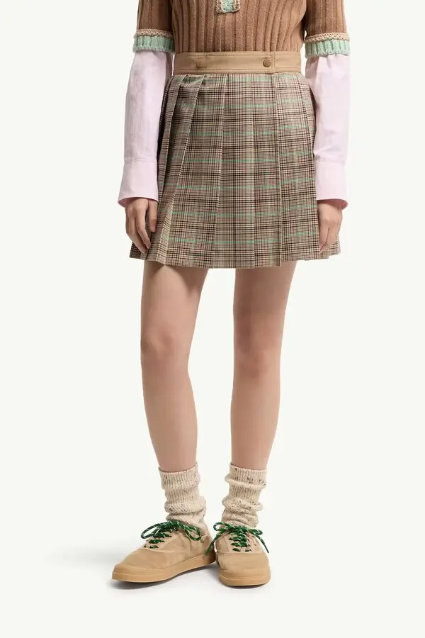 Moncler Checked Pleated Mini Skirt