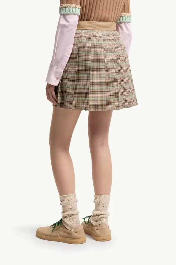 Moncler Checked Pleated Mini Skirt