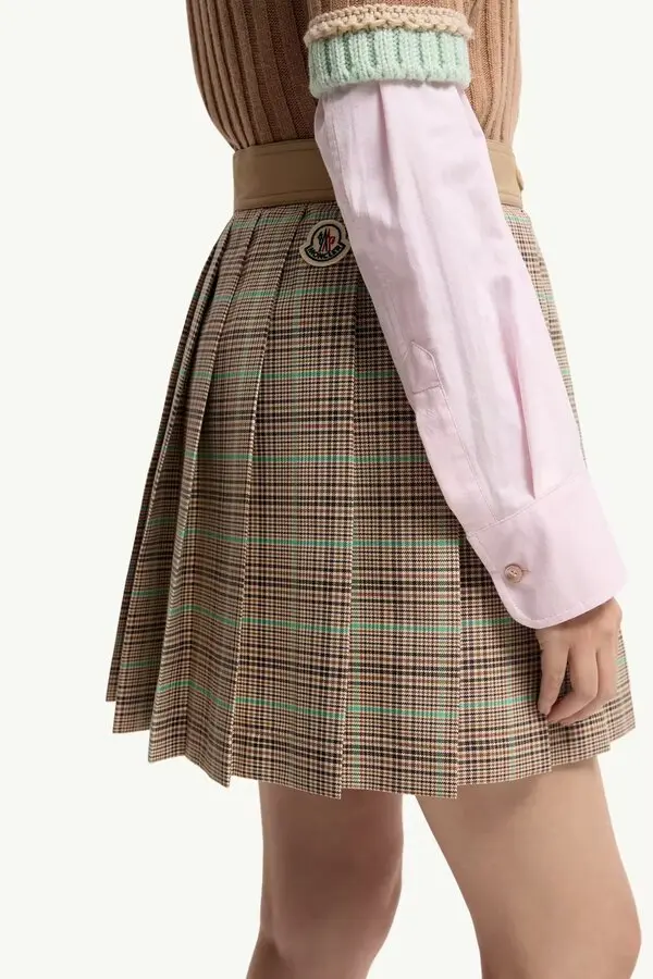 Moncler Checked Pleated Mini Skirt