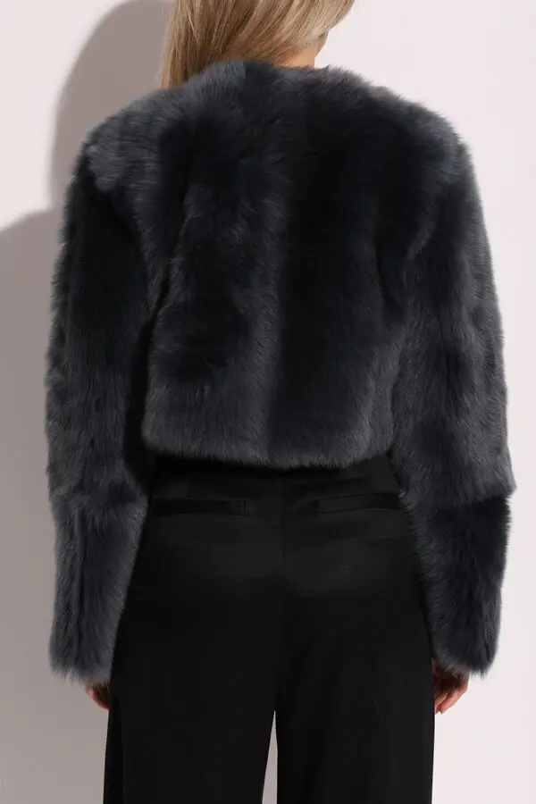 IRO PARIS Long Sleeve Fur Cropped Jacket
