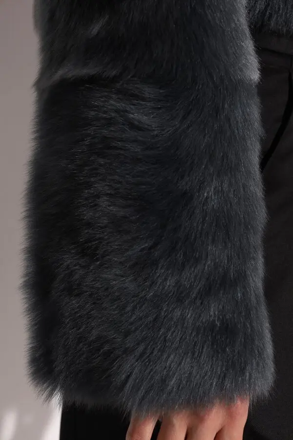IRO PARIS Long Sleeve Fur Cropped Jacket
