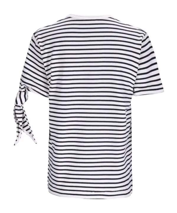 J.W.ANDERSON Striped Tie-sleeve T-shirt - Ecru/navy