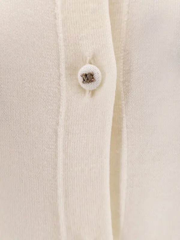Max Mara Short-sleeved Lapel Collar Sweater - White
