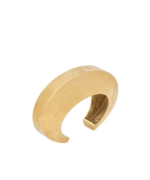 Saint Laurent Plateau Dome Cuff In Metal - Yellow