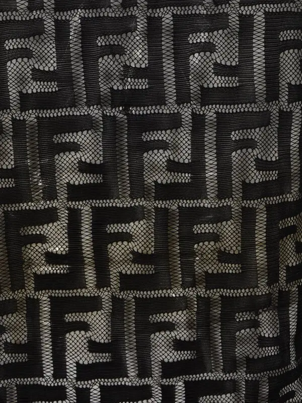 Fendi Sleeveless High-neck Ff Motif Lace Top - Black