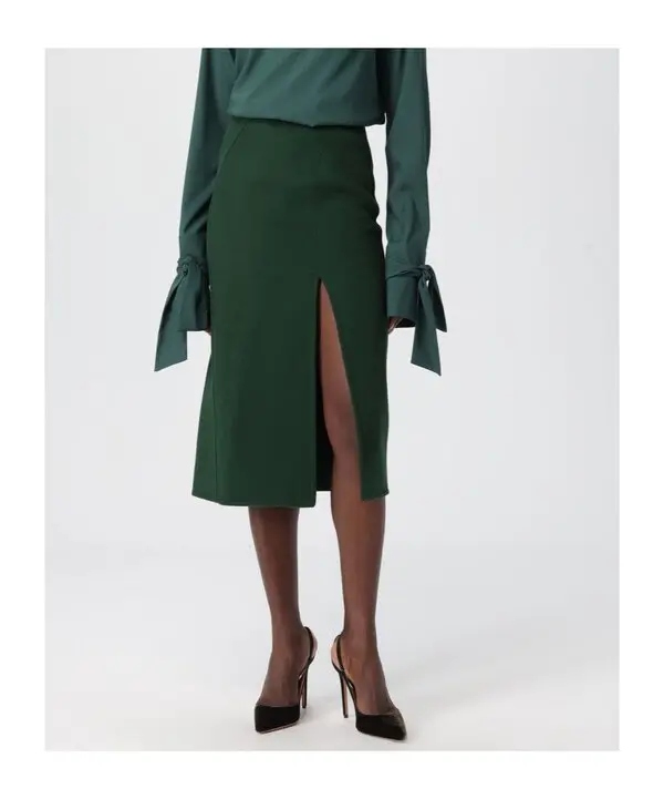 Ermanno Scervino High Waist Midi Skirt With Front Slit - Black
