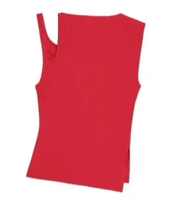 COURREGES Courrges Oblique 90's Rib Top - Ruby Red