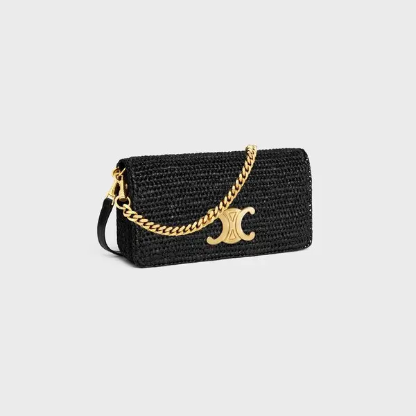 Celine Raffia Multipochette With Gold Tone Hardware