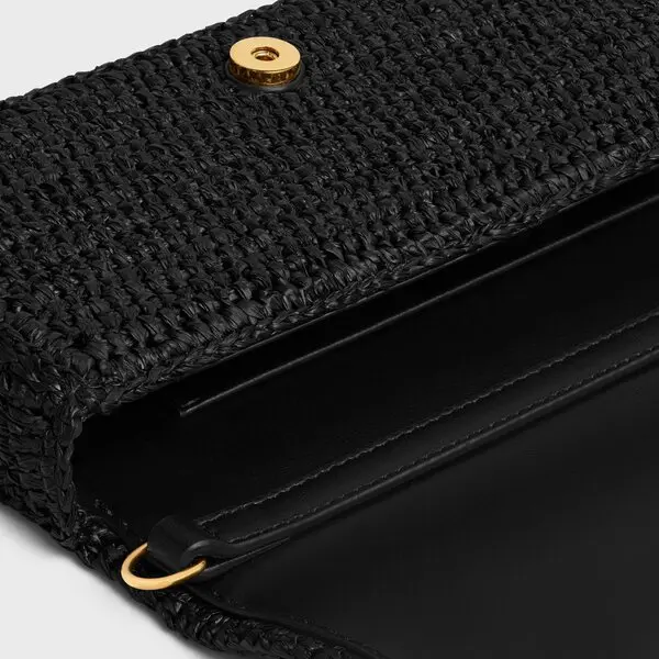 Celine Raffia Multipochette With Gold Tone Hardware