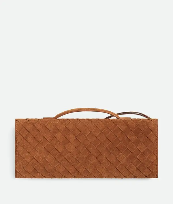 Bottega Veneta Andiamo Suede Clutch - Amber
