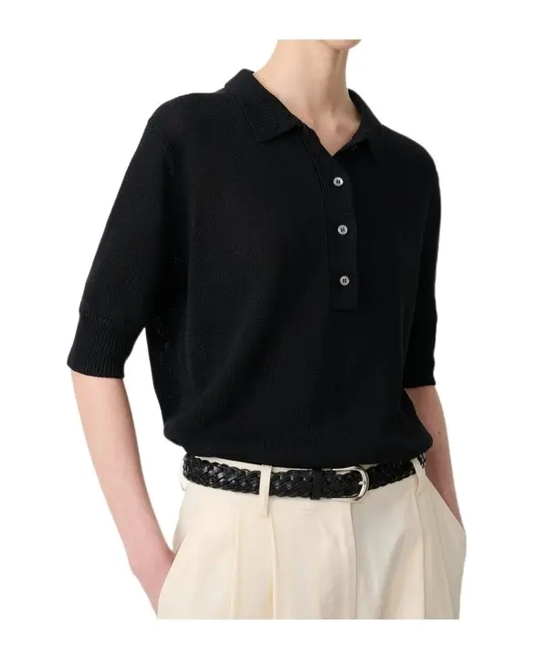 Studio Nicholson Short-sleeve Knit Polo Top