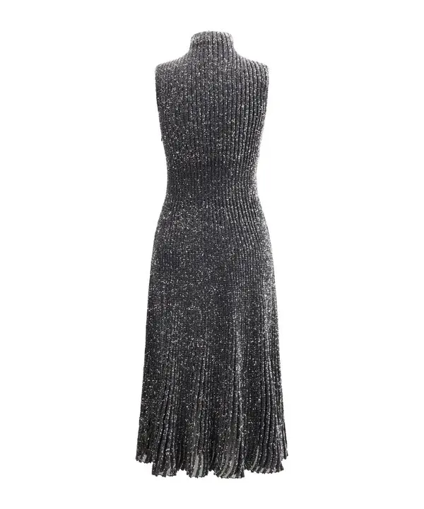Alaïa High-neck Ribbed Midi Dress