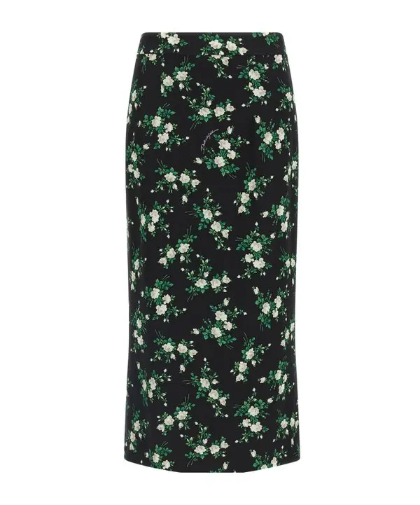 Dolce & Gabbana Floral Printed Midi Skirt - Black