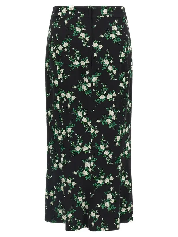 Dolce & Gabbana Floral Printed Midi Skirt - Black