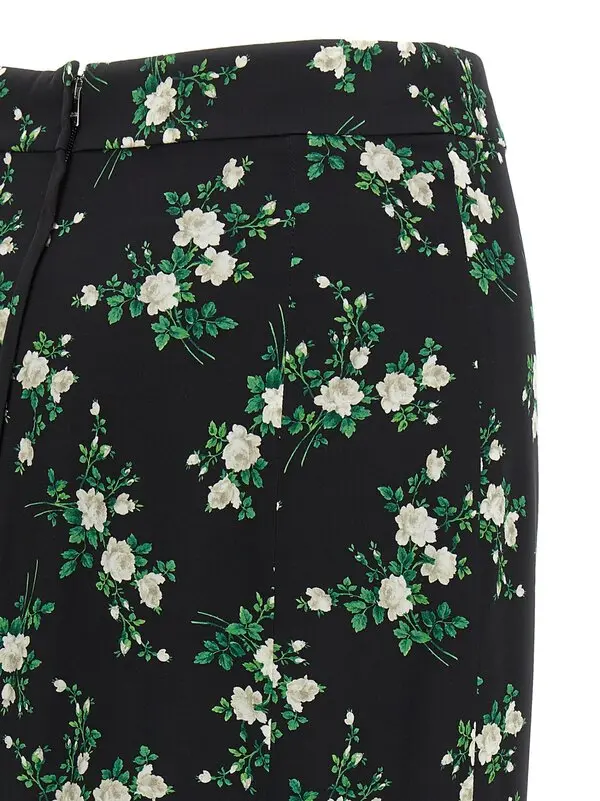 Dolce & Gabbana Floral Printed Midi Skirt - Black