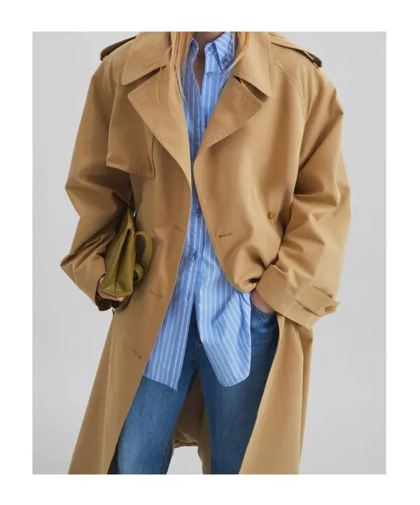 THE FRANKIE SHOP Belted Buttoned Coat - Nude