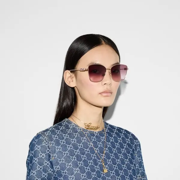 Gucci Specialized Fit Butterfly Sunglasses - Rose Gold