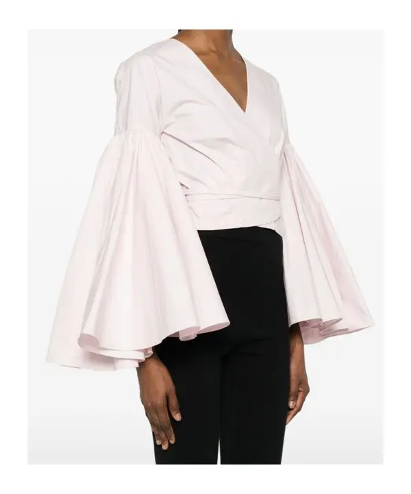 Jacquemus Wrap Bell-sleeve Cropped Top - White