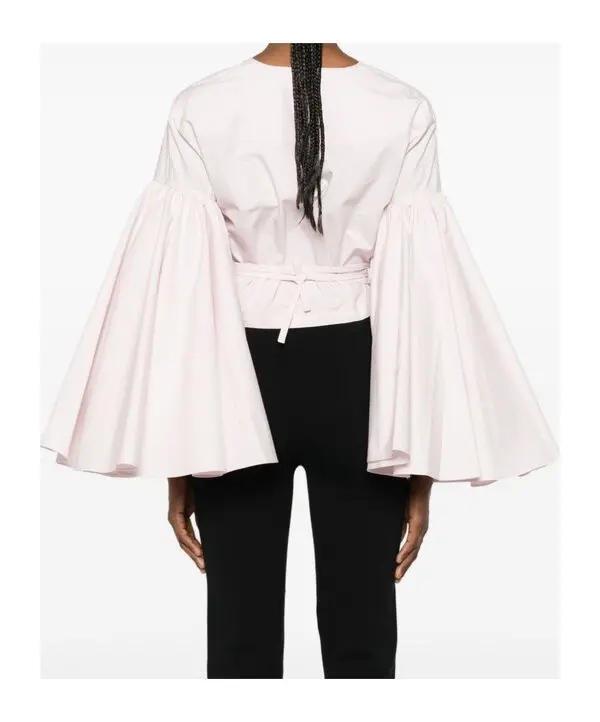 Jacquemus Wrap Bell-sleeve Cropped Top - White