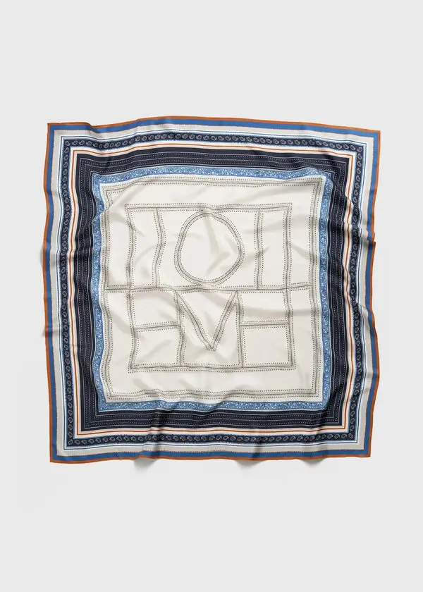 TOTEME Geometric-print Scarf - Ecru/navy