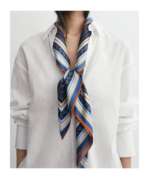 TOTEME Geometric-print Scarf - Ecru/navy