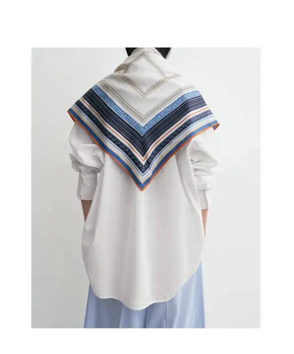 TOTEME Geometric-print Scarf - Ecru/navy