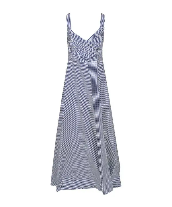 Ralph Lauren Sleeveless Pinstriped Maxi Dress