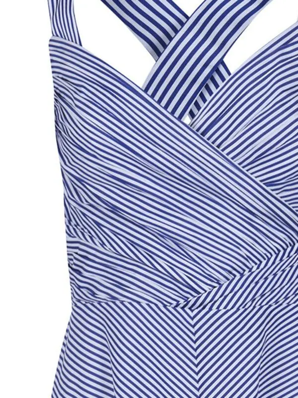 Ralph Lauren Sleeveless Pinstriped Maxi Dress