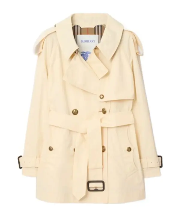 Burberry Fitzrovia Double-breasted Trench Coat - Ceramic White