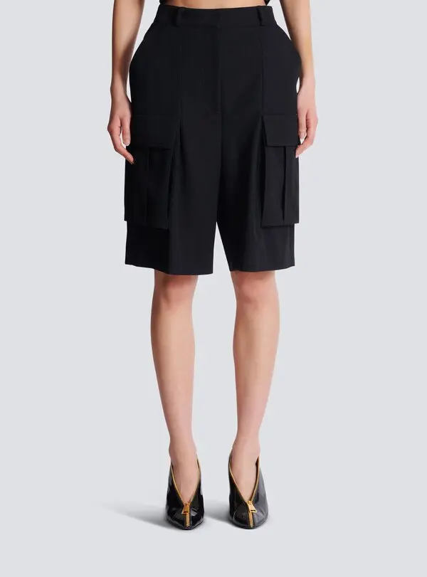 Balmain Grain De Poudre Wool Bermuda Shorts