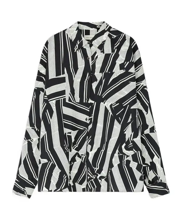 Dries Van Noten Geometric Stripe Cotton Shirt