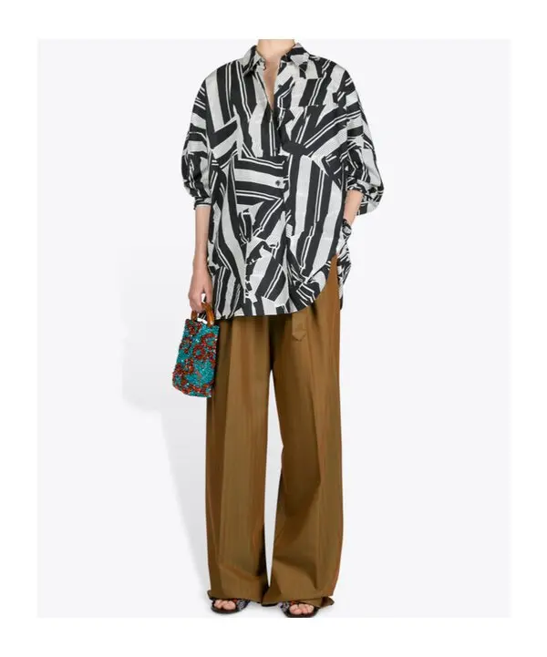 Dries Van Noten Geometric Stripe Cotton Shirt