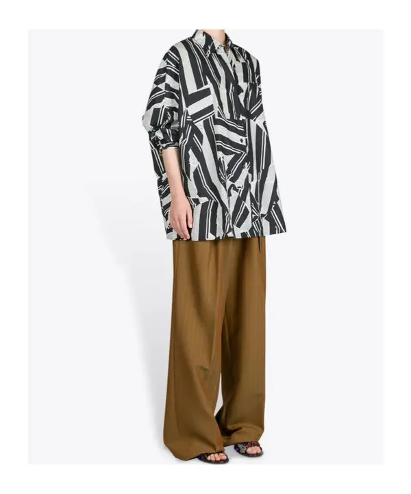 Dries Van Noten Geometric Stripe Cotton Shirt