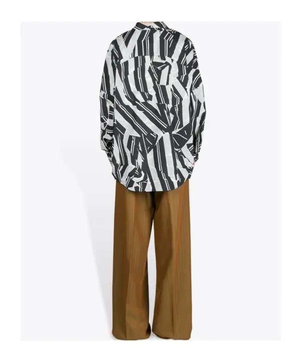 Dries Van Noten Geometric Stripe Cotton Shirt