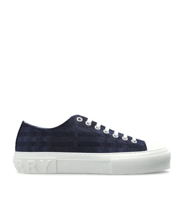 Burberry Checked Low Top Sneakers - Navy Blue