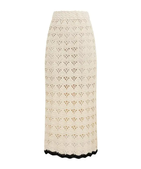 Zimmermann Rhiannon Crochet Midi Skirt - Cream/black