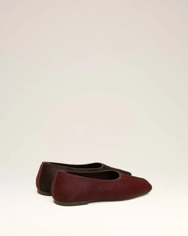 AMI Paris Two-tone Leather Ballet Flats - Cherry