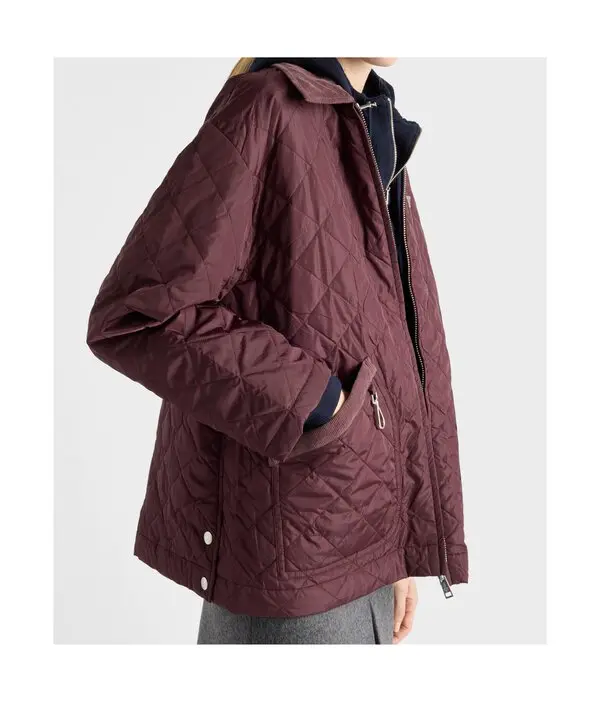 Prada Re-nylon Quilted Jacket With Velvet Collar - Garnet