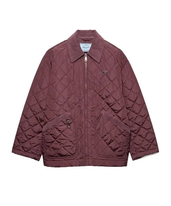 Prada Re-nylon Quilted Jacket With Velvet Collar