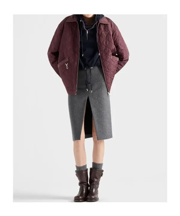 Prada Re-nylon Quilted Jacket With Velvet Collar