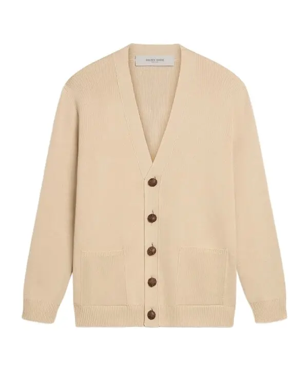 GOLDEN GOOSE Logo Lettering Buttoned Cardigan - Nude