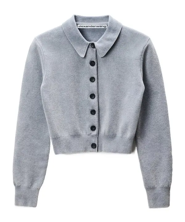 Alexander Wang Cropped Polo Cardigan - Grey