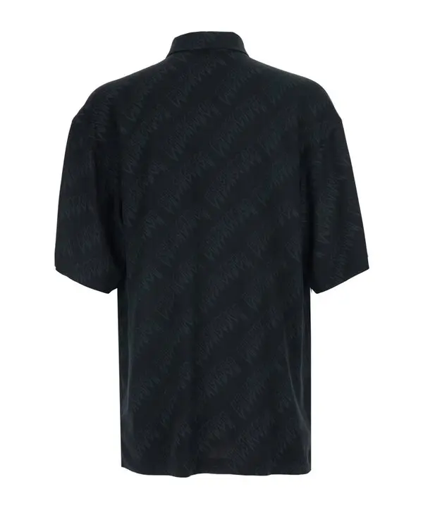 Balenciaga All-over Logo Short-sleeve Shirt - Black