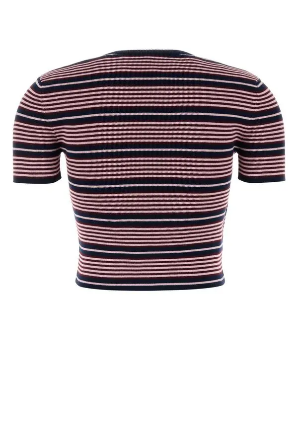 Prada Striped Short-sleeve Knitted Top - Black