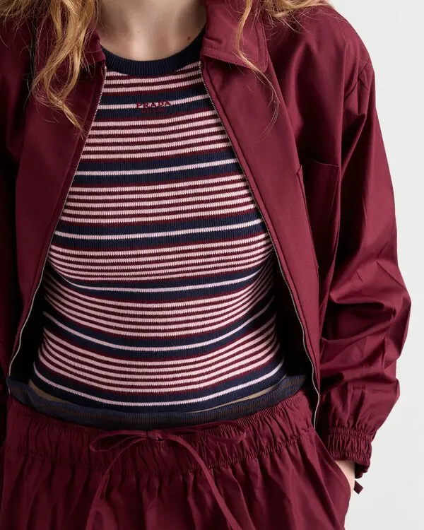 Prada Striped Short-sleeve Knitted Top