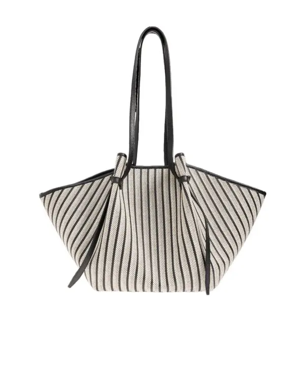 Yuzefi Mochi Striped Woven Shoulder Bag - Cream