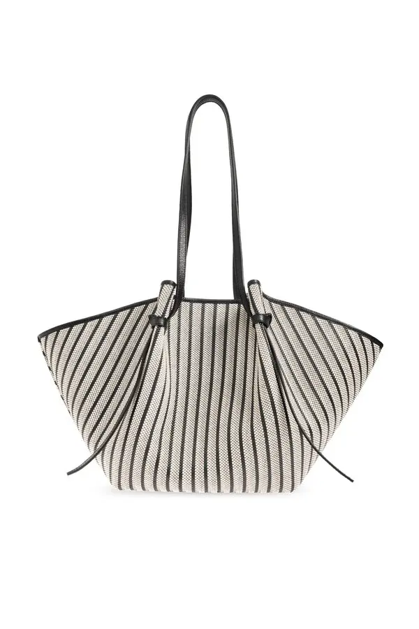 Yuzefi Mochi Striped Woven Shoulder Bag - Cream