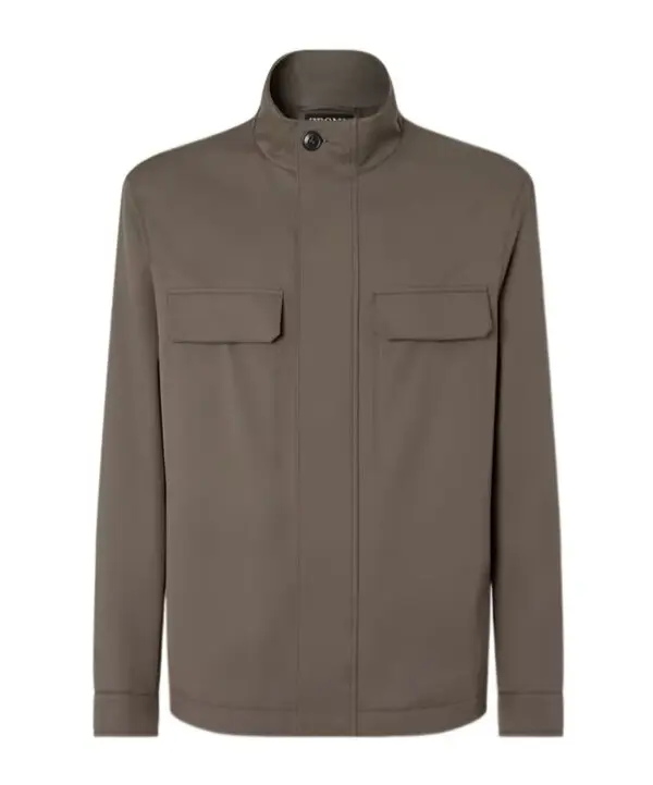 Zegna Textured Twill Jacket With Flap Pockets - Dark Grey-brown