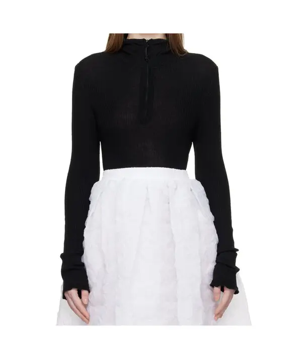 Cecilie Bahnsen Ribbed Knit Half-zip Sweater - Black